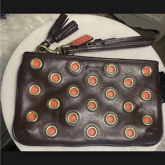 Coach | Bags | Coach Legacy Leather Rivets Wristlet Nwot | Poshmark